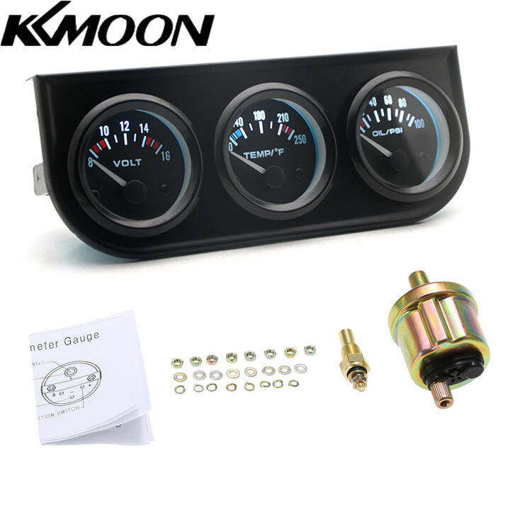3 In 1 Car Meter Auto Gauge โวลต์มิเตอร์เกจวัดน้ำและมาตรวัดแบบกดน้ำมัน ...