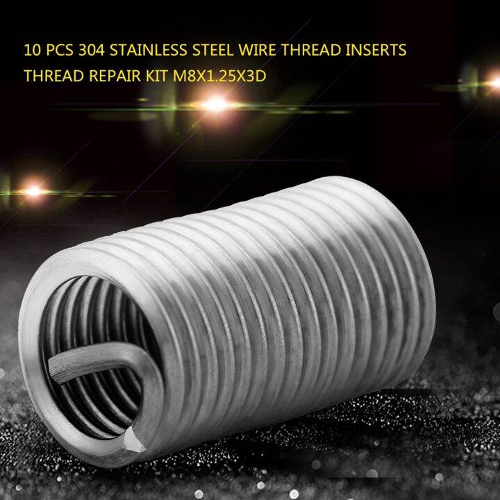 M8 Wire Screw Sleeve 10pcs M8x1.25x3D Length Stainless Steel SS304 ...