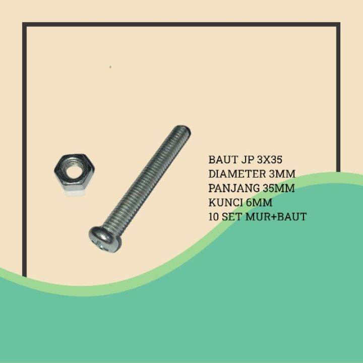 MUR BAUT JP 3X35MM 10 SET GALVANIS 3 X 35 MM | Lazada Indonesia