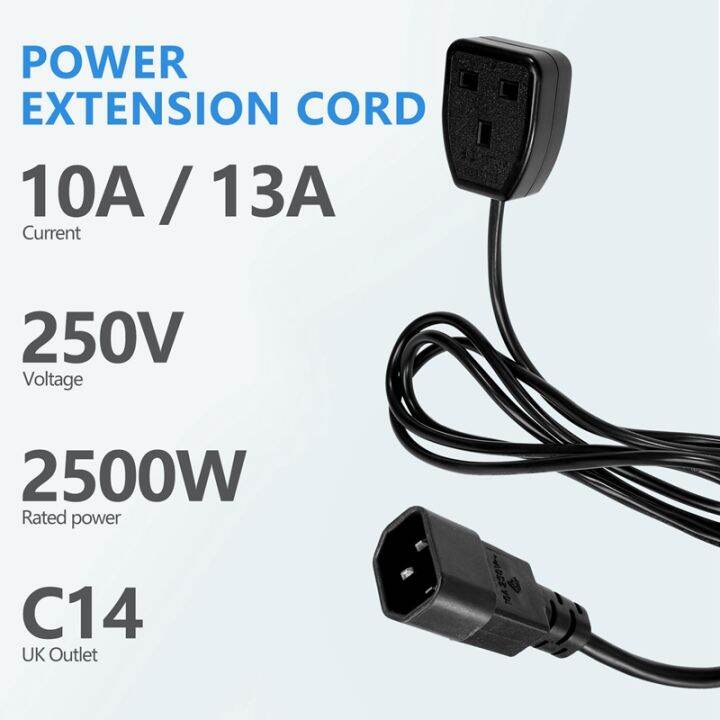 IEC320 C14 to UK BS1363A Outlet Socket,IEC C14 Male Plug to UK 3Pin ...