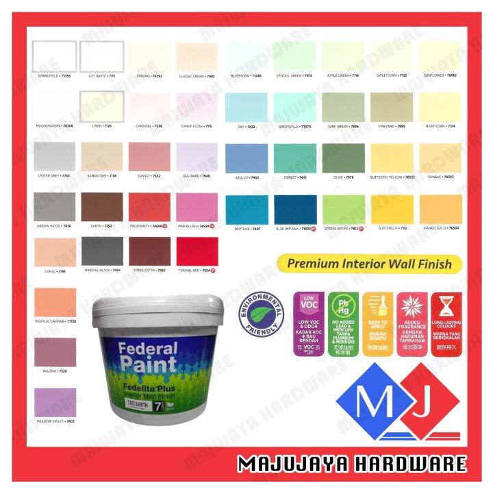 7 Liter 7L FEDERAL PAINT FEDELITE PLUS Interior Emulsion Paint Matt ...