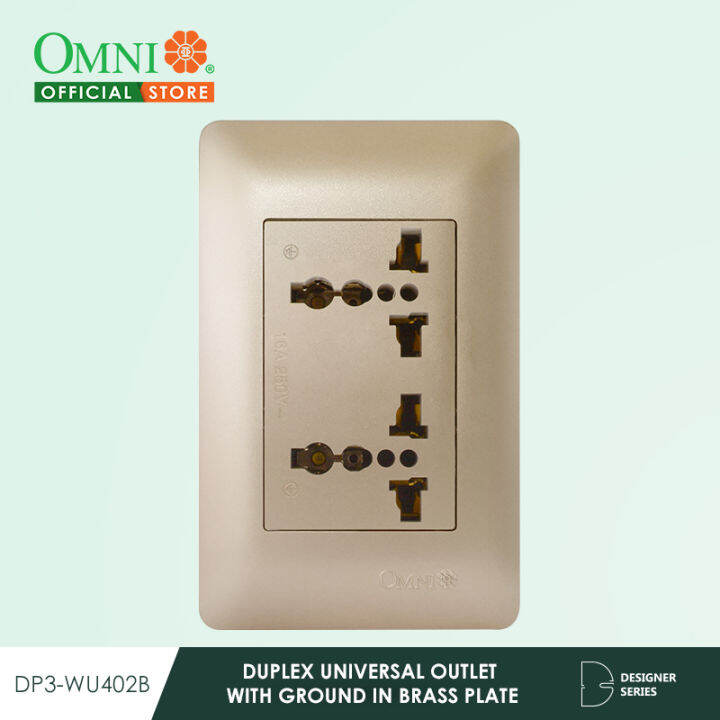 OMNI Duplex Universal Outlet With Ground in Brass Plate - DP3-WU402B ...