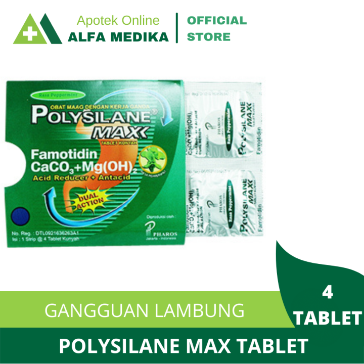 Polysilane Max Peppermint Tablet - Tablet Kunyah Obat Maag Dual Action ...