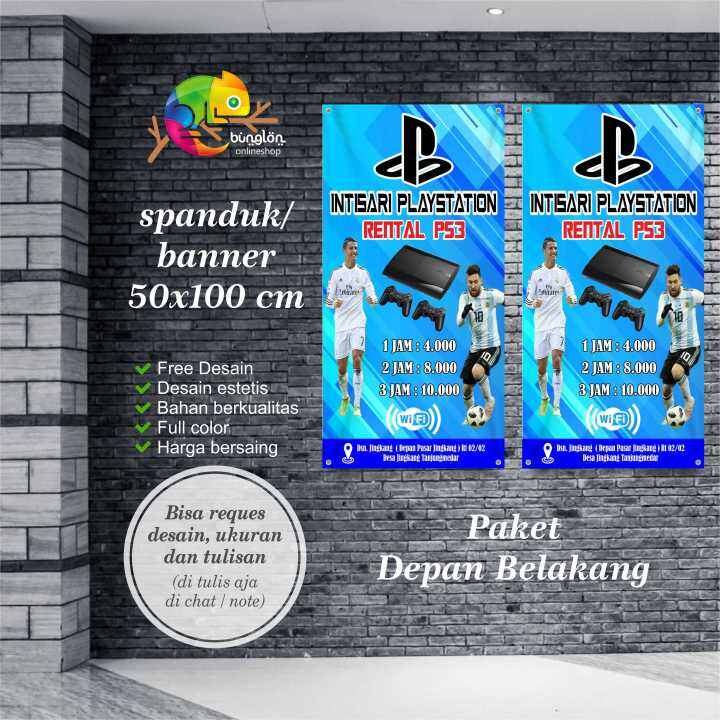 Spanduk, Banner Bulak Balik 50x100 Cm Spanduk Rental PS, Spanduk Warnet ...