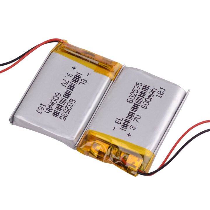 3.7V 600mAh 602535 Lithium Polymer Li-Po li ion Rechargeable Battery ...