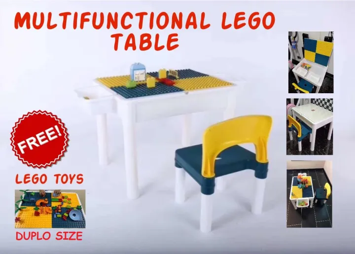 multi-functional Lego table for kids with chair | Lazada PH