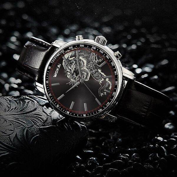 Wokai Limited Rare Tiger Leather Men's Watch Water Resistant Casual ...