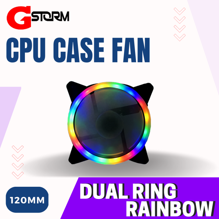 Gstorm Dual Ring RAINBOW Led fan 120mm PC CPU Computer Case Cooling Fan ...