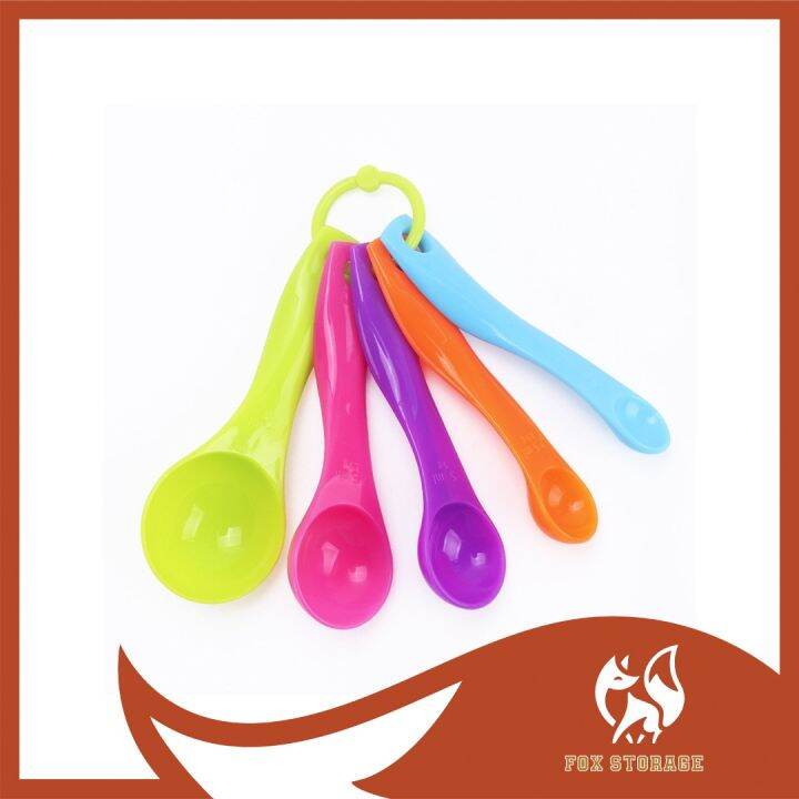 Colourful Measuring Spoon Food Grade Plastic Measurement Spoon 5pcs Set ...