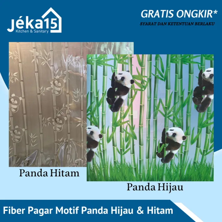 FIBER PAGAR MOTIF PANDA | FIBER PENUTUP PAGAR RUMAH | HITAM | HIJAU ...