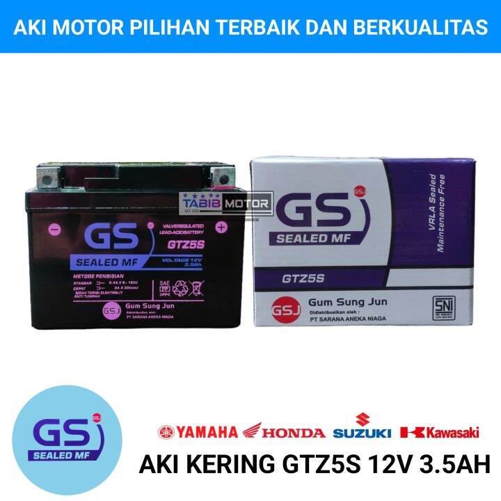 Aki Kering Motor Honda Beat Fi Vario 110 Revo Supra X 125 Accu Motor GS GTZ5S MF | Lazada Indonesia