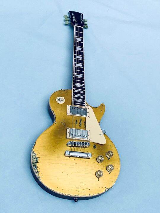 Relic Aged 1957 Gold Top Gibson Les Paul Electric Guitar Over Frets ...