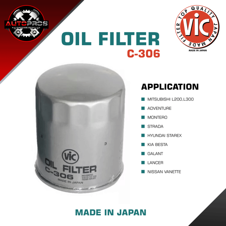 VIC C-306 OIL FILTER for Mitsubishi L200,L300, Adventure, Montero 4D56 ...