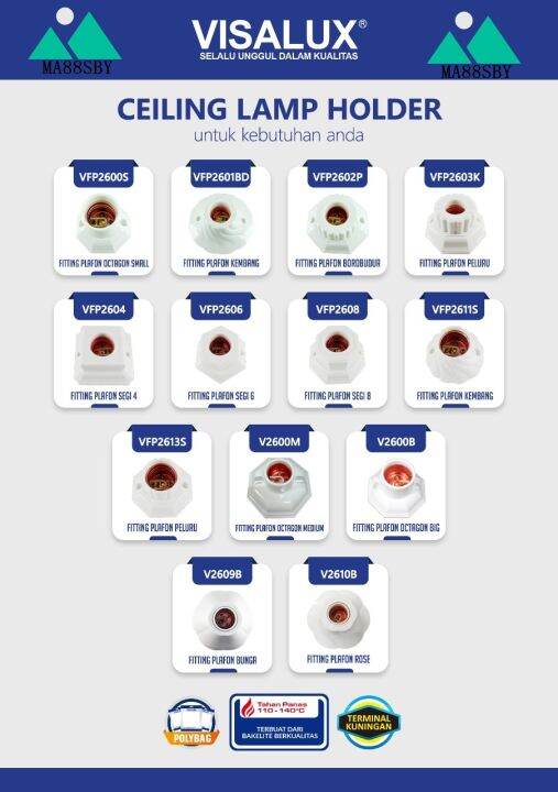 MAMAKU fitting lampu plafon e27 Visalux | Lazada Indonesia