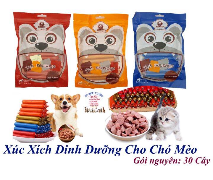 Xúc xích cho Chó Mèo Hello Boss Pet Sausage Túi nguyên 30 cây Giúp bổ ...