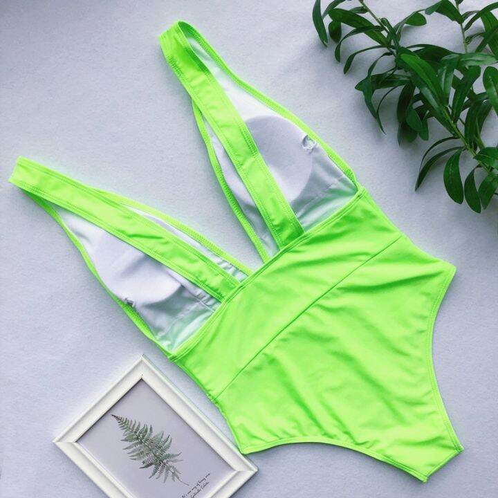 【TAKU Swimsuit】 Brazilian Bathing Suit High Wiast Monokini Sexy Neon ...