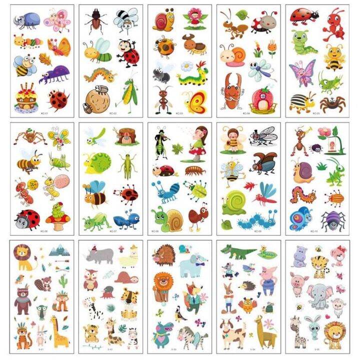 IVYAN Facial Arms Insect Body Art Sticker Lions Giraffe Cartoon ...