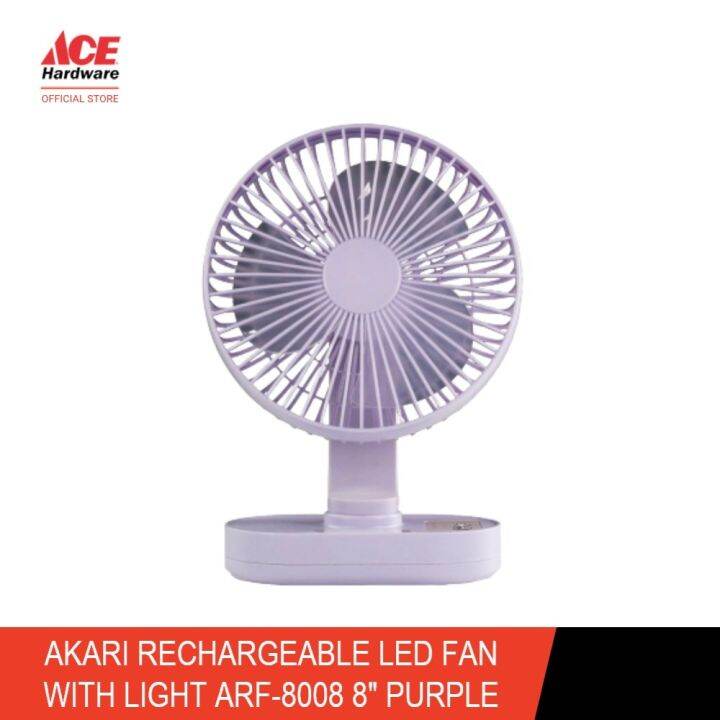 Akari Rechargeable LED Fan with Light ARF-8008 8 Purple domestic ...