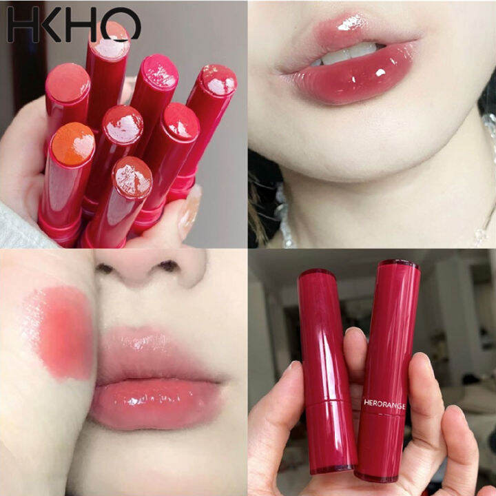 HKHO ถ้วยลิปกลอสแสงน้ำแบบนอนสติ๊กลิปสติกให้ความชุ่มชื่นสีปากแดง ...