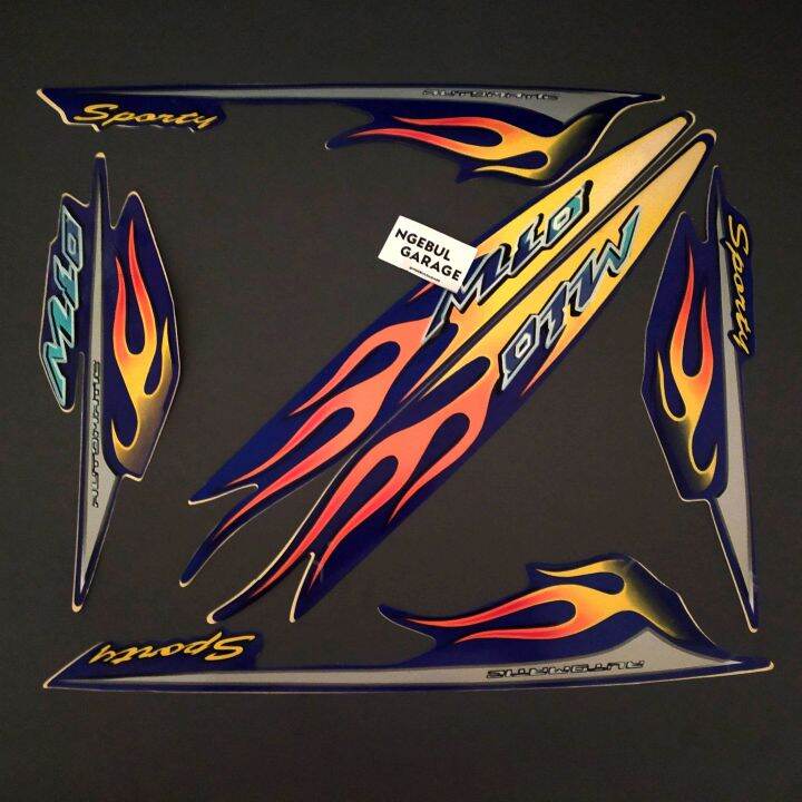 Stiker Mio Sporty Api Striping 2006 YAMAHA IMI BIRU ORANGE KUNING ...