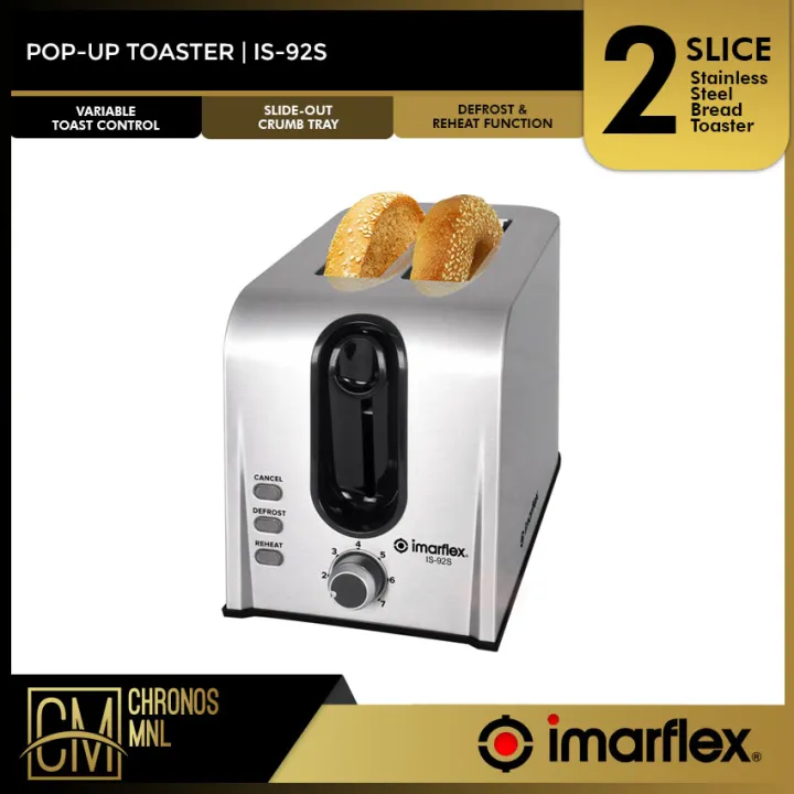 Chronos | Imarflex 2-Slice Pop-up Bread Toaster Stainless Steel IS-92S ...