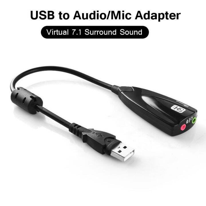 gbgnb External Sound Card 3D Audio Headset Microphone 7.1 Channel USB 2.0 5HV2 Adapter for 3.5mm ...