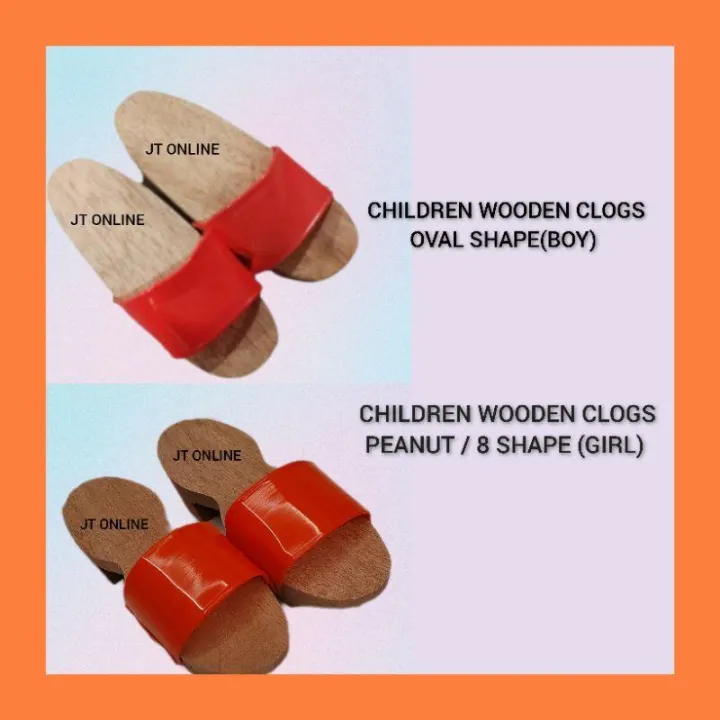 CHILDREN TRADISIONAL WOODEN CLOGS SHOES / KASUT TEROMPAH KAYU KANAK ...