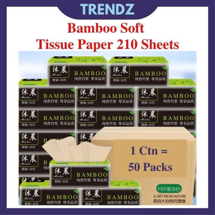 Bamboo Soft Tissue Paper 1 Carton 50 Packs 4ply Facial Tissue 210 ...