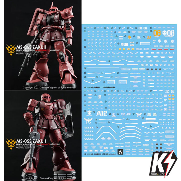 Waterdecal CG HG MS-06S Zaku II Char Aznable #ดีคอลน้ำสำหรับติดกันพลา ...