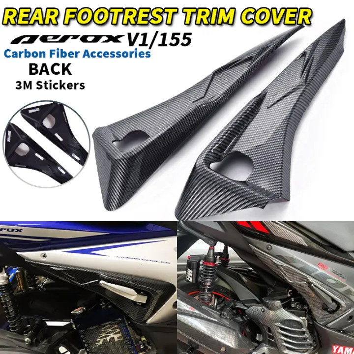 PMShop Aerox V1 Rear Footrest Panel Trim Cover Carbon Fiber Garnish ...