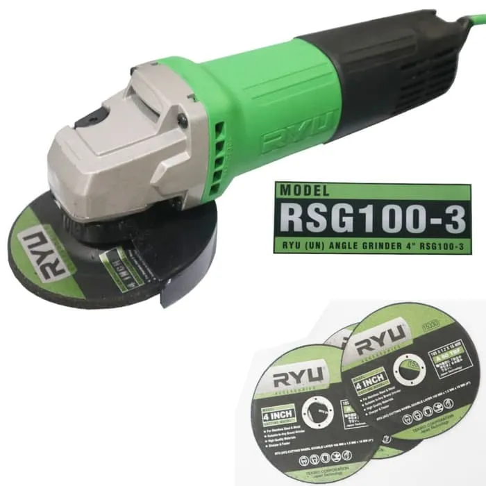 RYU RSG 100-3 GRATIS Carbon Brush / Mesin Gerinda Tangan 4 inch / Angle ...