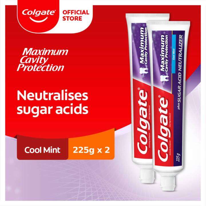 Colgate Sugar Acid Neutraliser Cool Mint Toothpaste Valuepack 225g x 2 ...