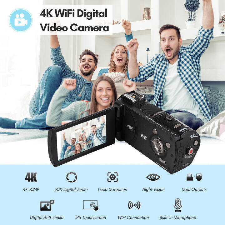 Vieline-ORDRO HDR-AX10 Camcorder Digital 4K, Perekam DV IPS 3.5 Inci Panel Sentuh 30MP Zoom ...