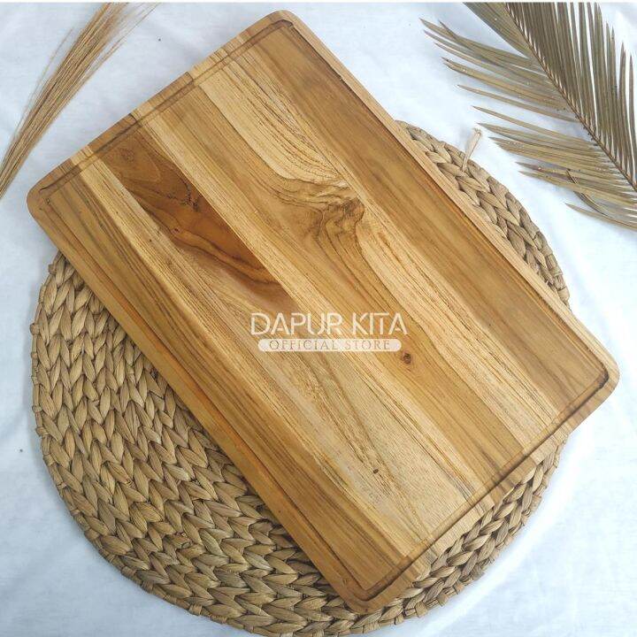 Talenan Kayu JATI Premium Ukuran 38x25 cm | Lazada Indonesia