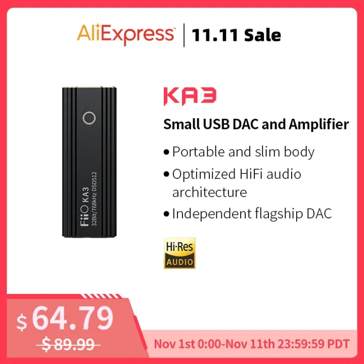 Fiio Jadeaudio KA3 Type C 3.5/4.4 Jack Earphone USB DAC Amplifier ...