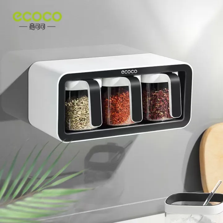 Ecoco Wall Mount spice storage container seasoning storage box kitchen ...
