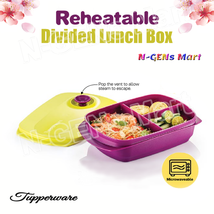 Tupperware Reheatable Divided Lunch Box 1L With Lime Green Lid ...