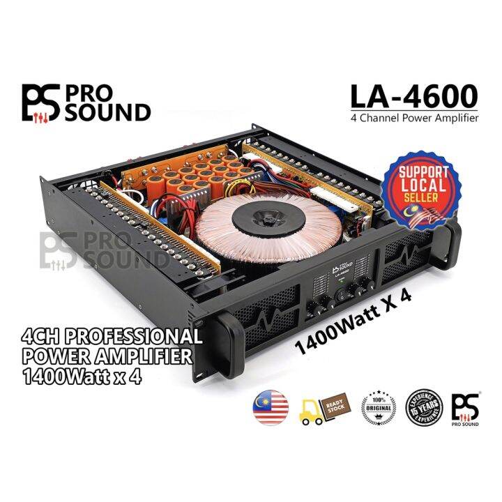 PS Pro Sound Stage Audio LA-4600 Professional 4 channel Power Amplifier ...