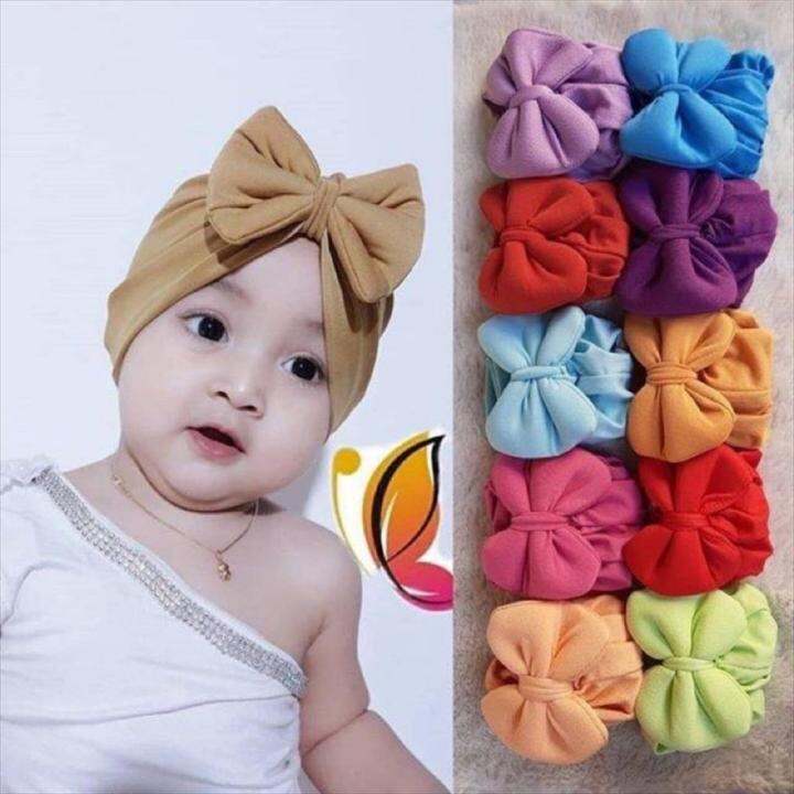 LZ 392 B - Turban Bayi Pita Kupu Polos Usia 0-3 Tahun Ciput Baby Topi ...