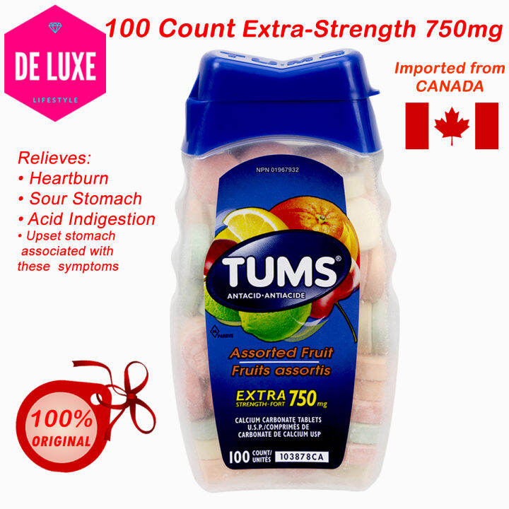 Original Tums Antacid Extra Strength.Fort 750mg - 100 count - Expiry ...