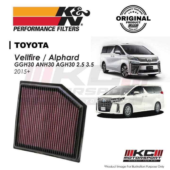 Toyota Vellfire / Alphard GGH30 ANH30 AGH30 2.5 3.5 2015+ - K&N KN Drop ...