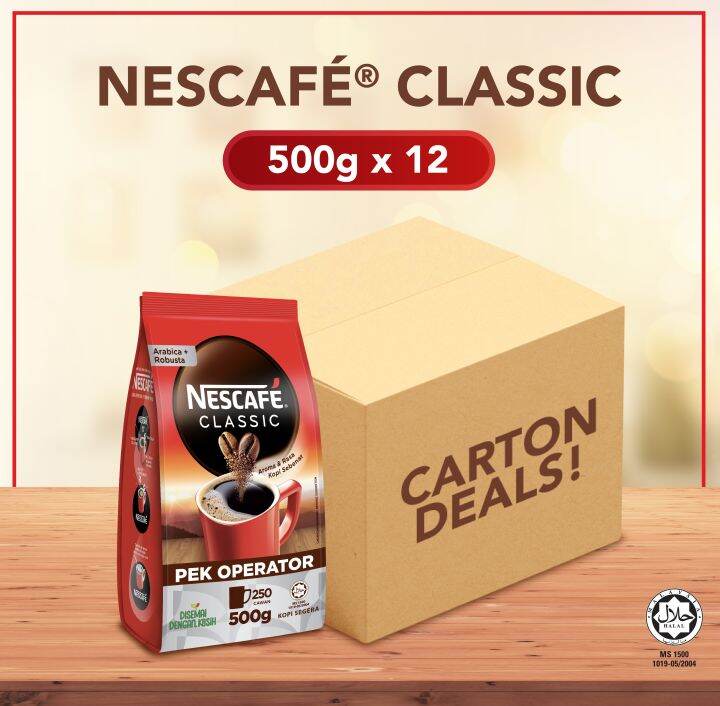 [CARTON]NESCAFE CLASSIC Refill Pack Carton - 500g x 12 | Lazada