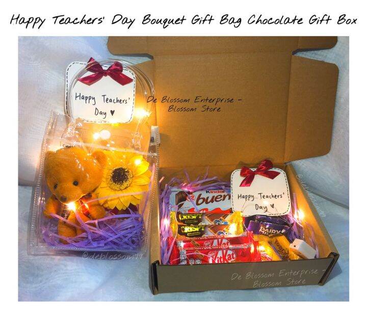 Happy Teachers’ Day Bouquet Gift Bag Chocolate Gift Box Teacher Day ...