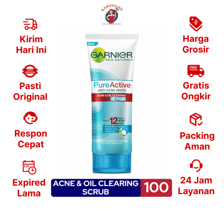 Sabun Cuci Muka Garnier Pure Active Scrub 100 ml | Lazada Indonesia
