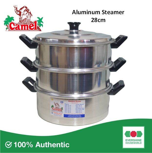 CAMEL 3 LAYERS ALUMINUM STEAMER WITH BAKELITE HANDLE & ALUMINUM HANDLE ...