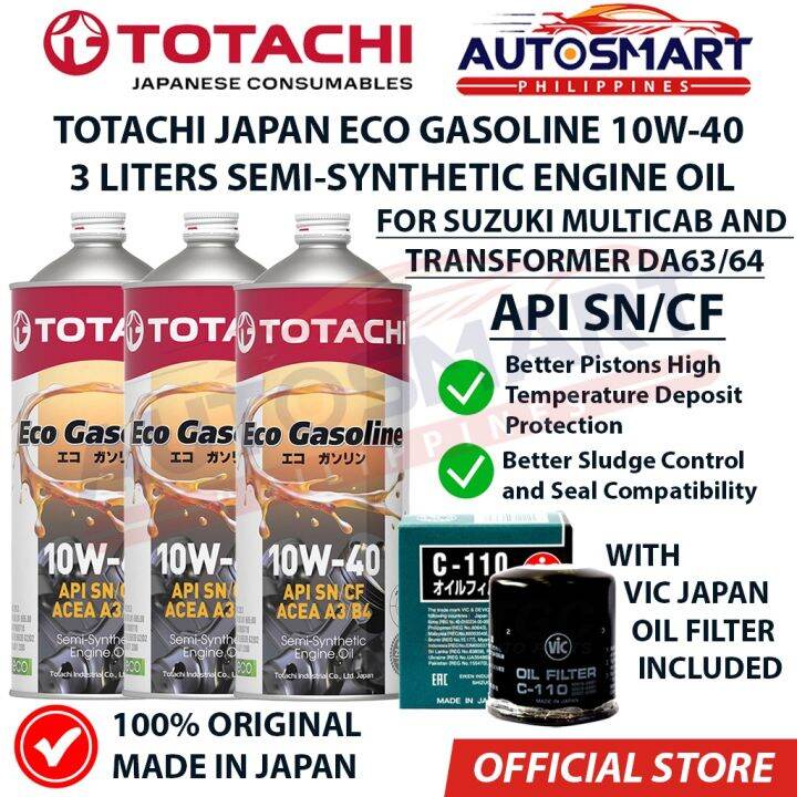 Totachi Japan 10W-40 Semi Synthetic Engine Oil Change Oil Package for ...