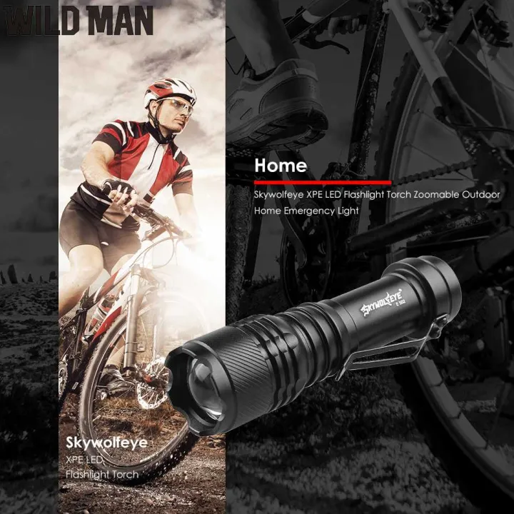 Skywolfeye XPE Aluminum Alloy Flashlight LED 300LM Telescopic Zoom ...