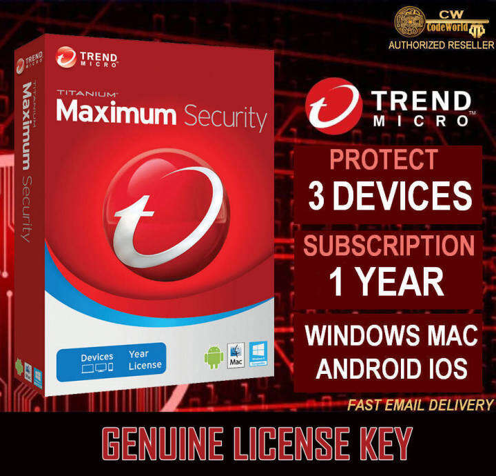 Trend Micro Maximum Security 2023 1 Year 3 Devices Global Key Antivirus | Lazada PH