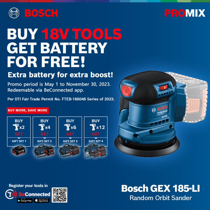 Bosch GEX 185-Li Professional Random Orbit Sander (Bare Tool) - Power Tools/Home Improvement ...