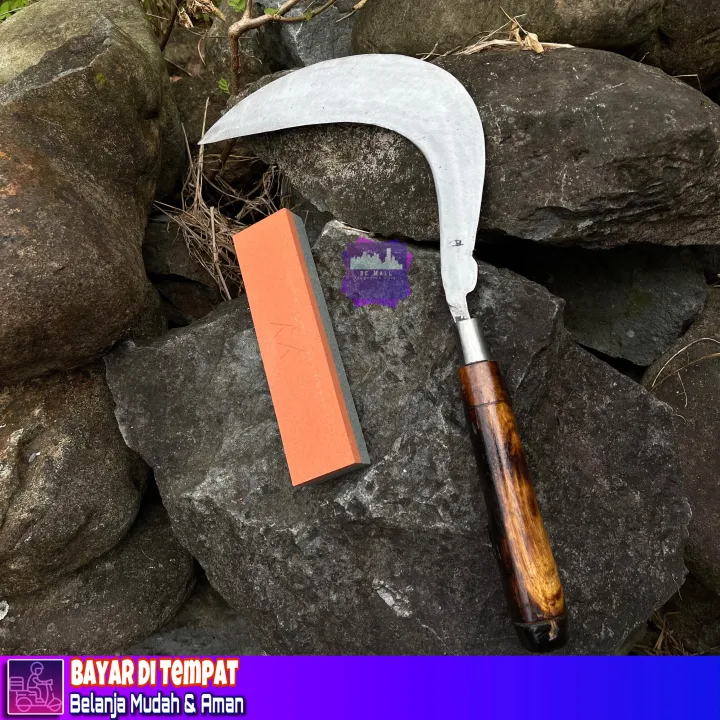 Arit Sabit Rumput & Batu Asah Paket 2 Pcs - Arit Baja Per Mobil Asli ...